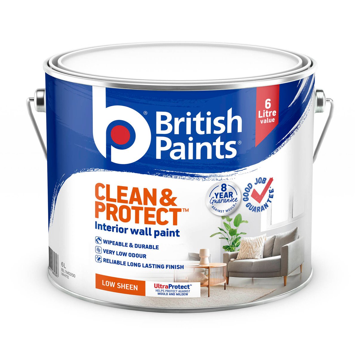 British Paints 6L Low Sheen White Clean & Protect Interior Paint ...