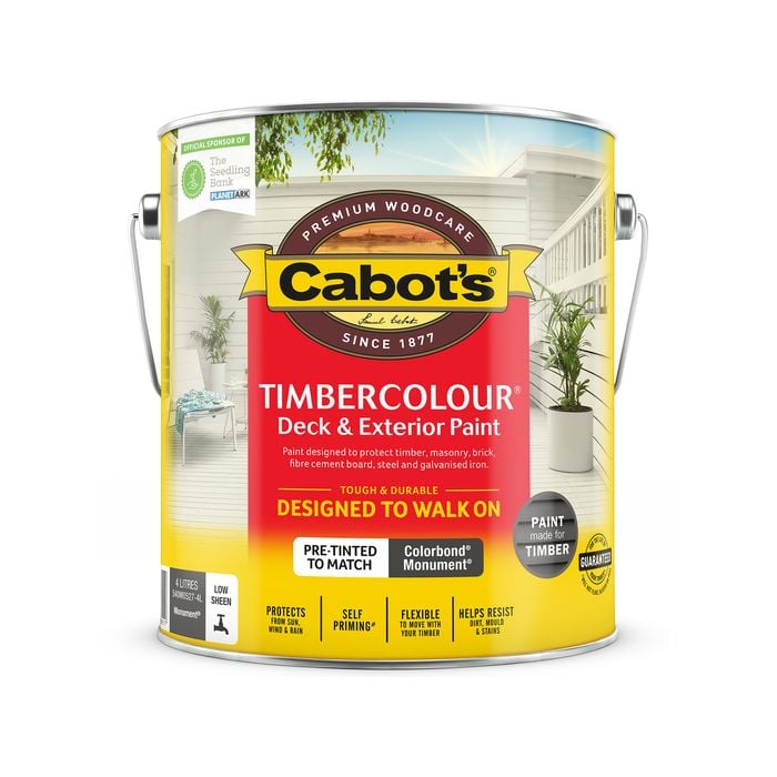 Cabot's 4L Colorbond Monument Timbercolour Deck & Exterior Paint - 4L ...