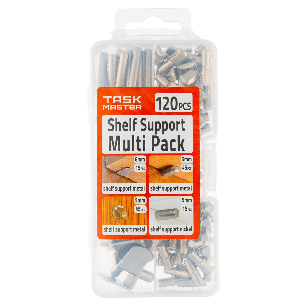 Taskmaster 120 Piece 4 Styles Shelf Pins - Multi Pack - Bunnings Australia