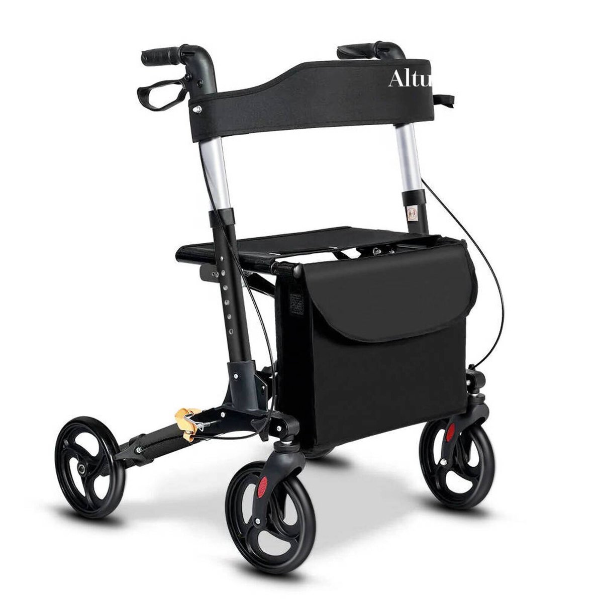 Altus Walker Rollator Deluxe Folding Rollator with Seat Aluminium Frame ...