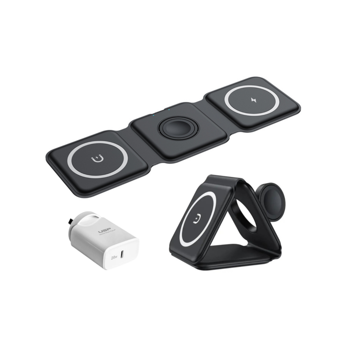 Orotec 3-in-1 Foldable Magnetic Triple Wireless Charger Made For Apple ...