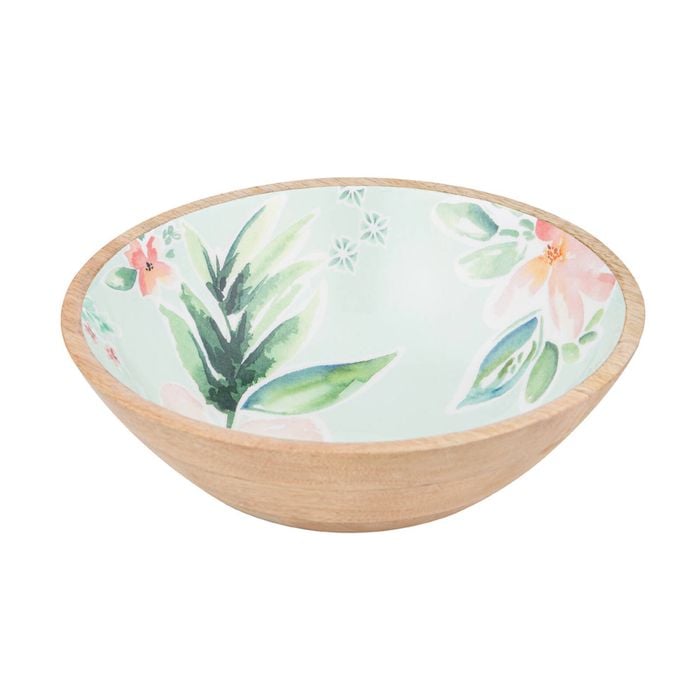 Ladelle Chelsea Premium Mango Wood Flower Pattern Serving Bowl Small ...