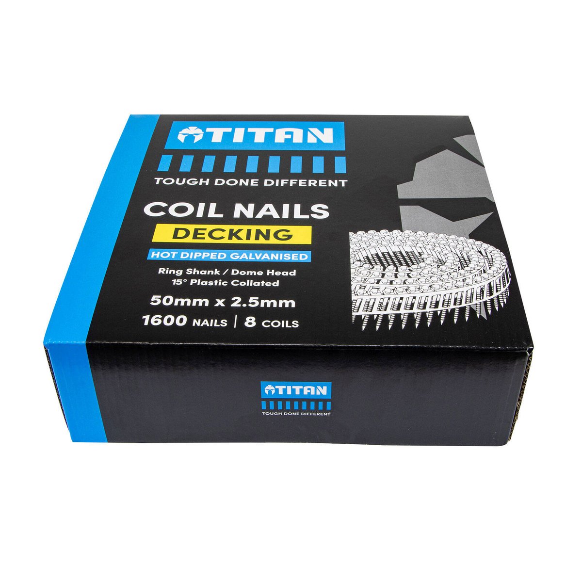 Titan 50 x 2.5mm Hot Dipped Galvanised Collated Coil Nail Dome Ring ...