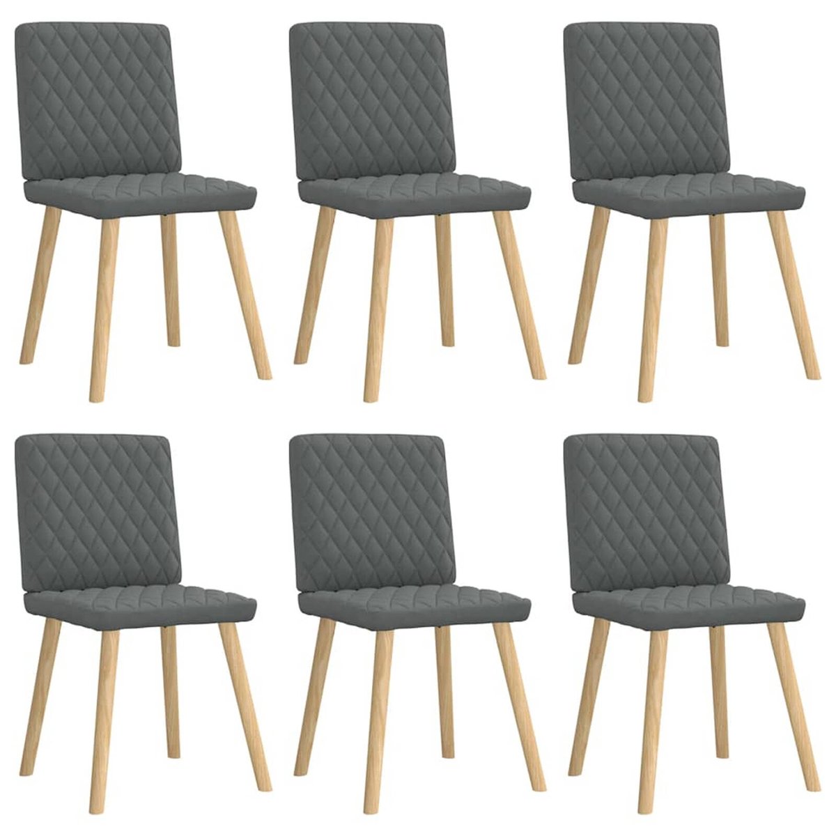 vidaXL Diamond Quilted Pattern Dining Chairs 6 pcs Dark Grey Fabric ...