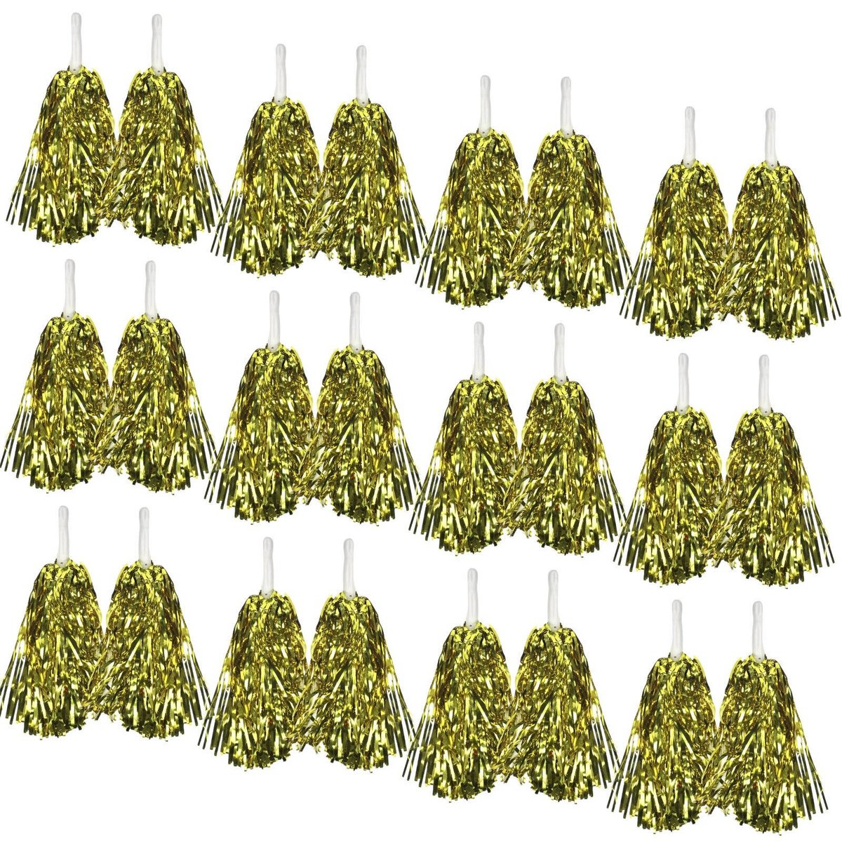 Yellow Metallic Cheerleading Pom Poms – Set of 12 with Easy-Grip ...