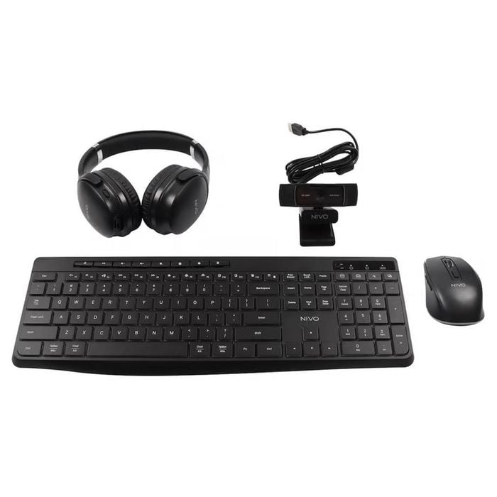 Nivo 4-in-1 Bundle: Wireless Keyboard, Mouse, Webcam & Headset – Black ...