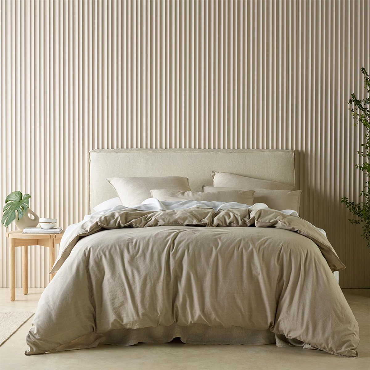 Bianca Acacia Quilt Cover Percale Cotton Sand - Queen Bed - Bunnings ...