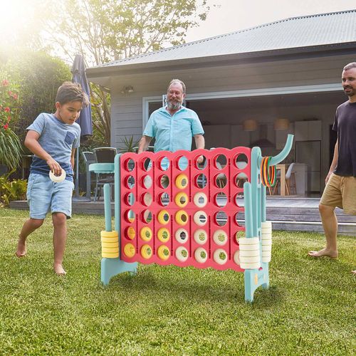 Costway Giant 4 In A Row Connect four Board Game Set w/Basketball Hoop ...