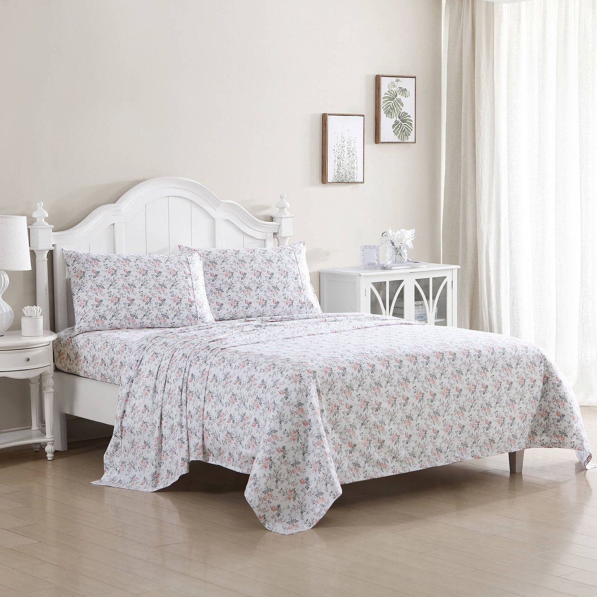Laura Ashley Geneva Printed Sheet Set King Single - Blush/Grey ...