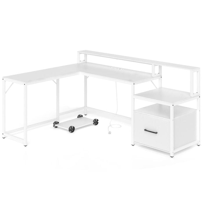 Costway 170cm L-shaped Computer Desk Office Study Table - Bunnings ...
