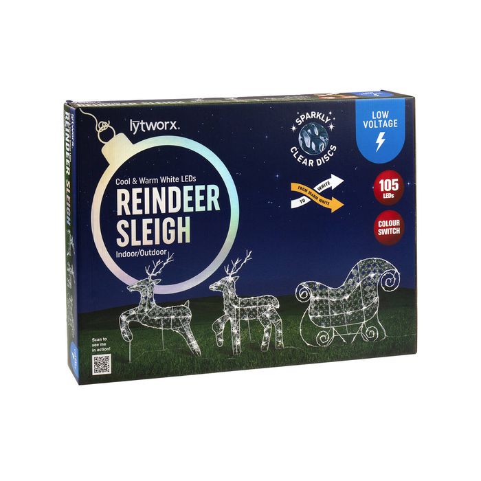 Lytworx Cool White And Warm White Reindeer Sleigh - Bunnings Australia