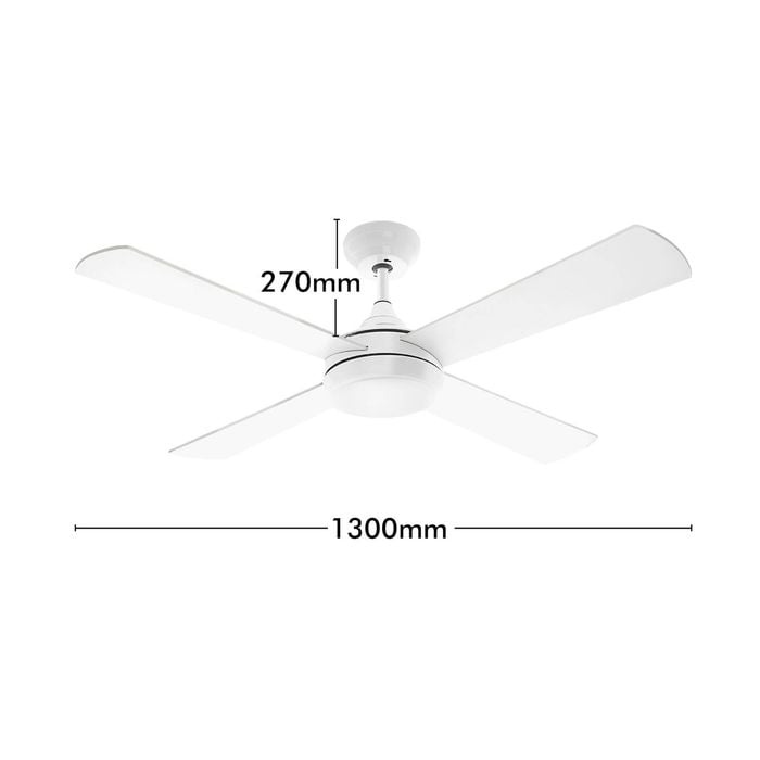 Arlec 130cm White 4 Blade Grid Connect Smart DC Ceiling Fan With LED ...