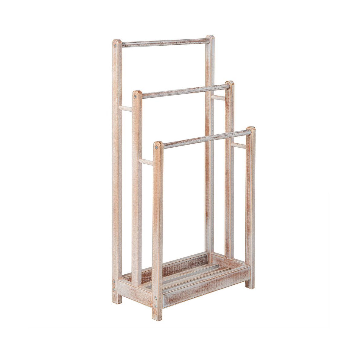 Costway Wooden Towel Rack 3-Tier Towel Holder w/Bottom Storage Shelf ...