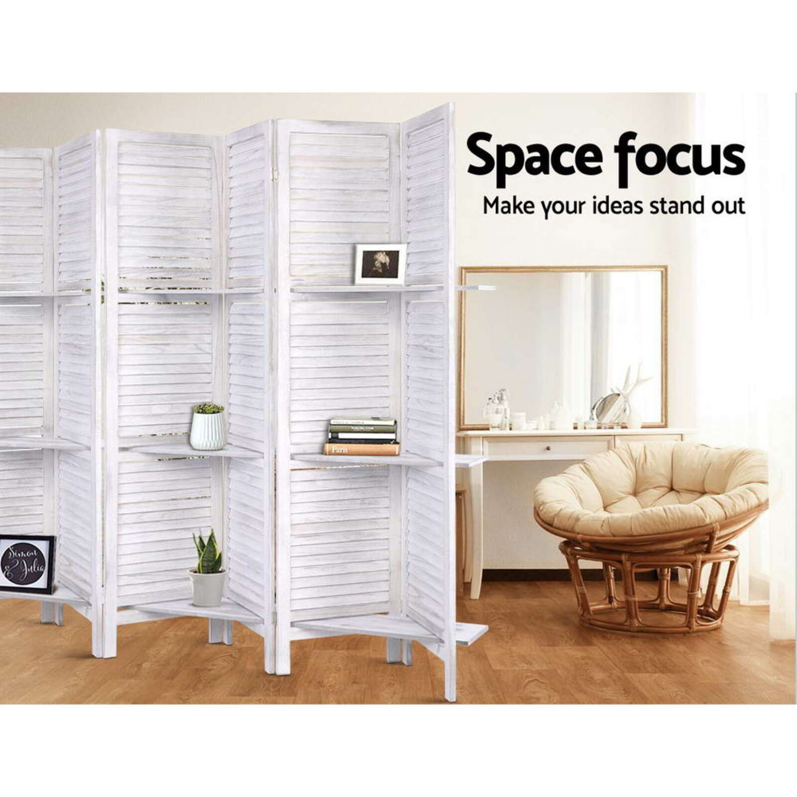Artiss 8 Panel Room Divider Screen 326x170cm Shelf White Bunnings Australia