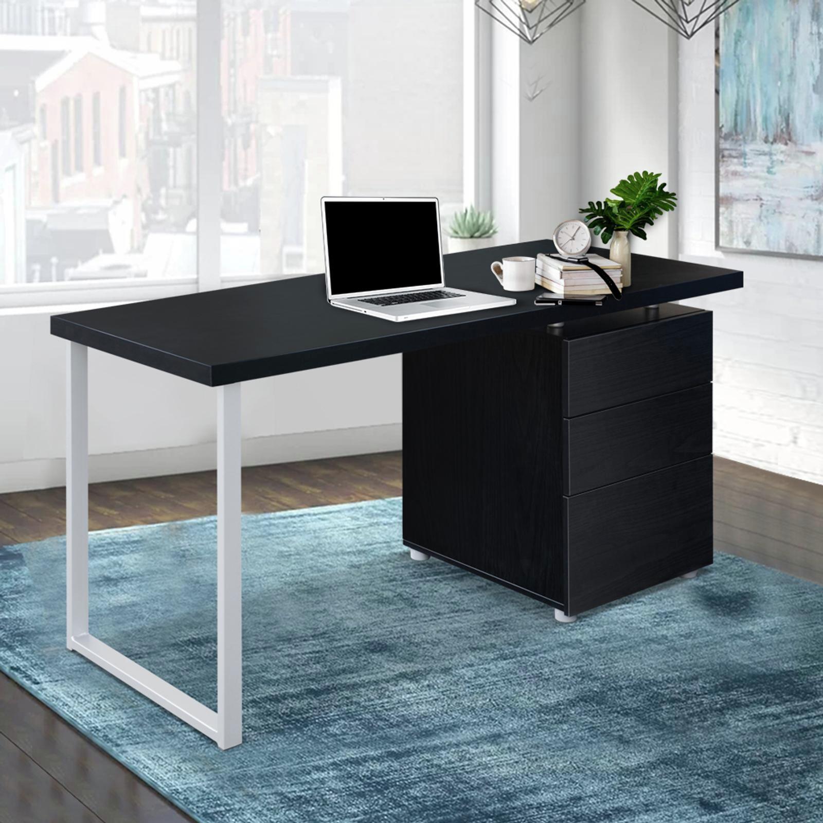Office Computer Desk Study Table Home Metal Student Drawer Cabinet Black Bunnings Australia