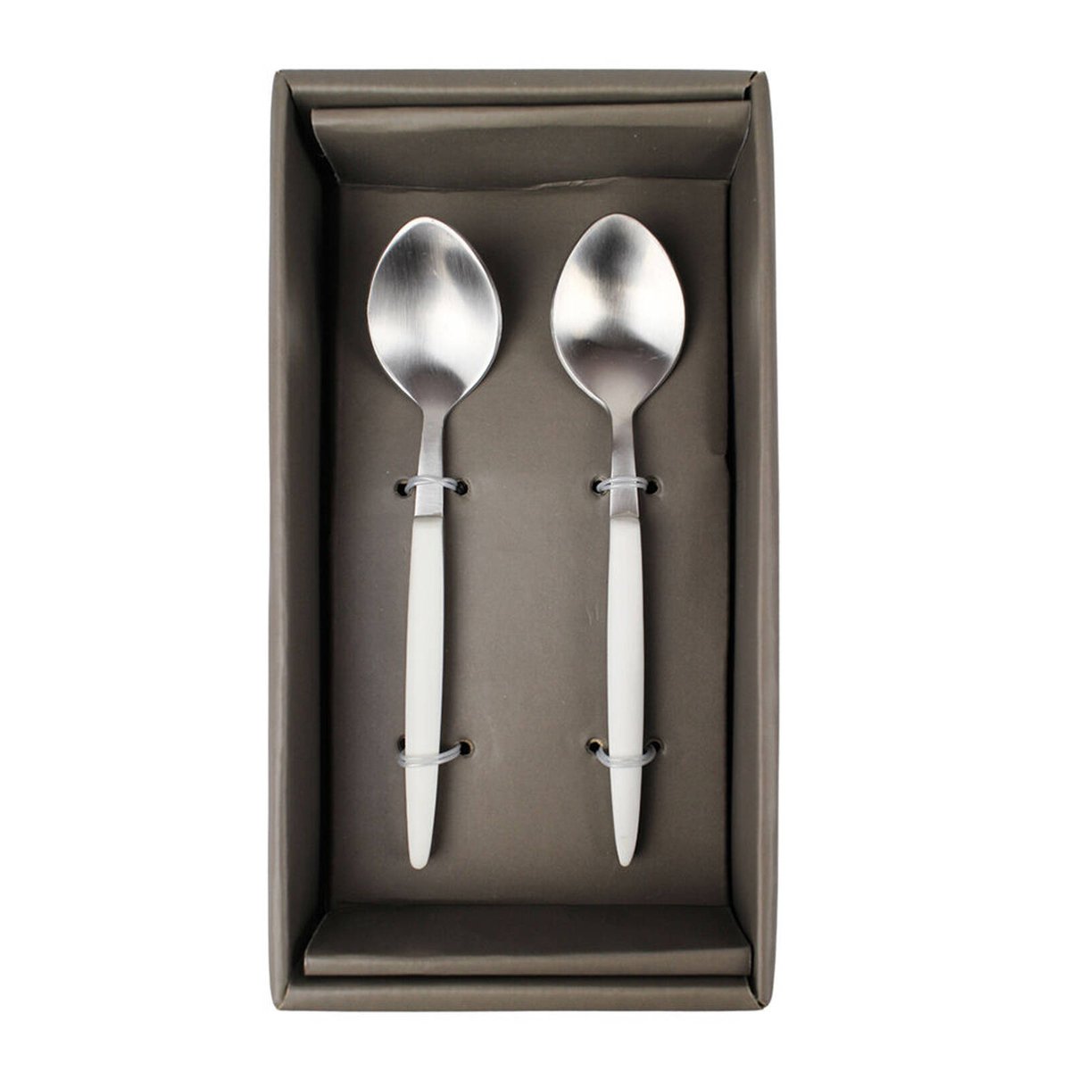 2pc NF Living Serving Spoons Set with Handles Brushed 18.5x10cm White ...