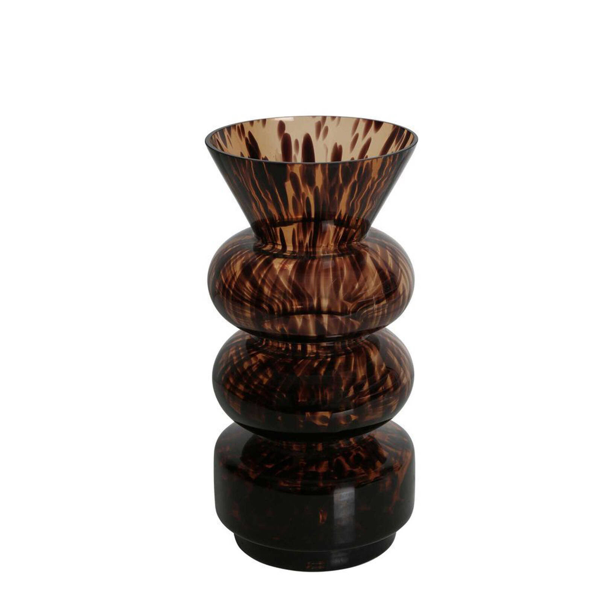 Belle Jasper Glass Flower Vase Large Round 28cm - Tortoiseshell ...