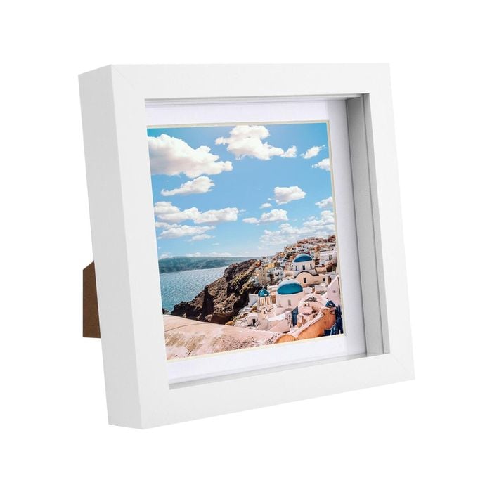 Nicola Spring 6" x 6" White 3D Box Photo Frame - 4" x 4" Mount ...