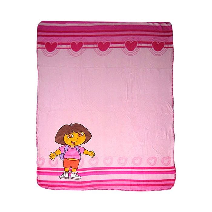 Caprice Polar Fleece Throw Rug Dora Explorer Thick and Embroidered Pink Heart 127 x 152 cm ...