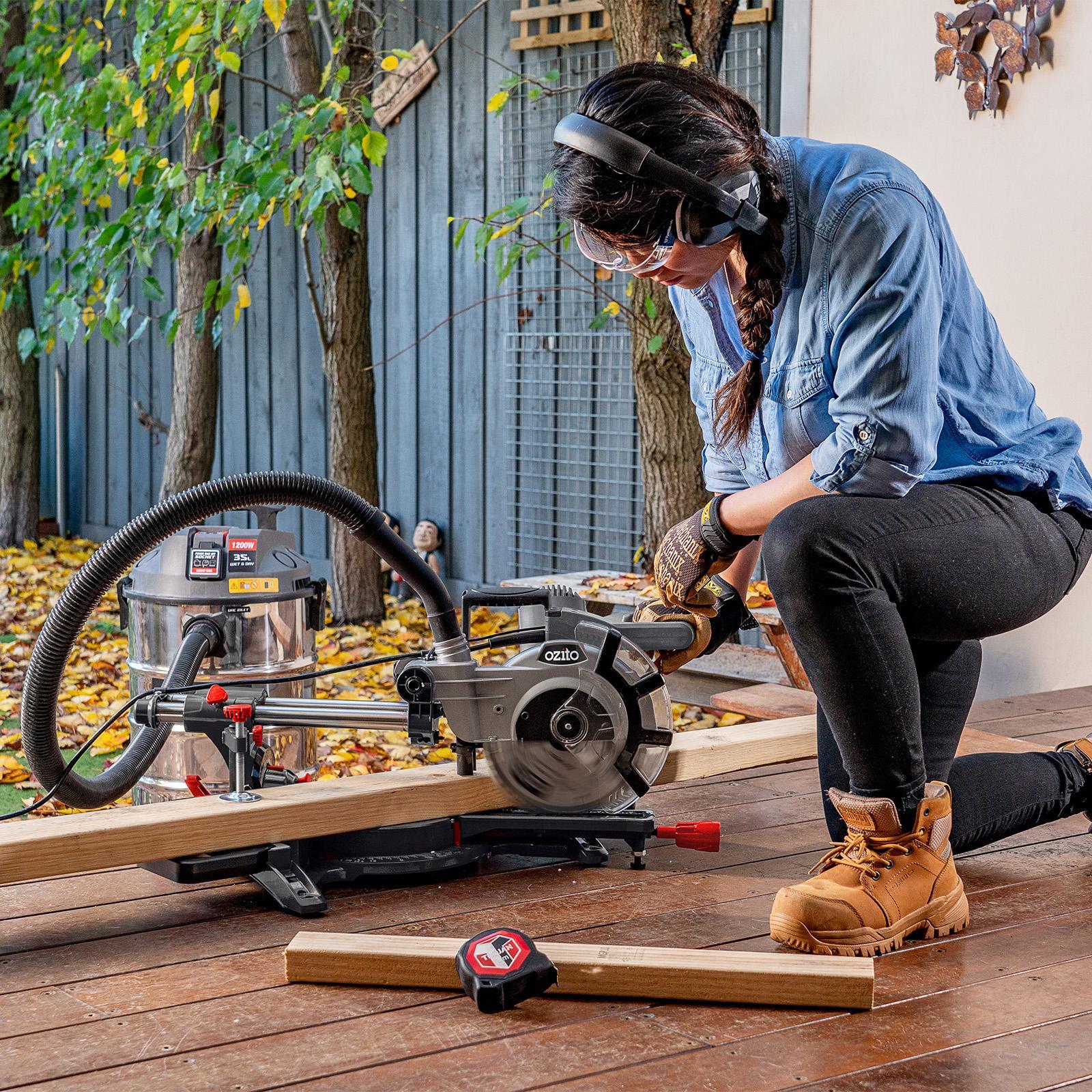 Ozito 1800W 210mm 8 1 4 Double Bevel Sliding Mitre Saw SCMS 1621 Bunnings Australia