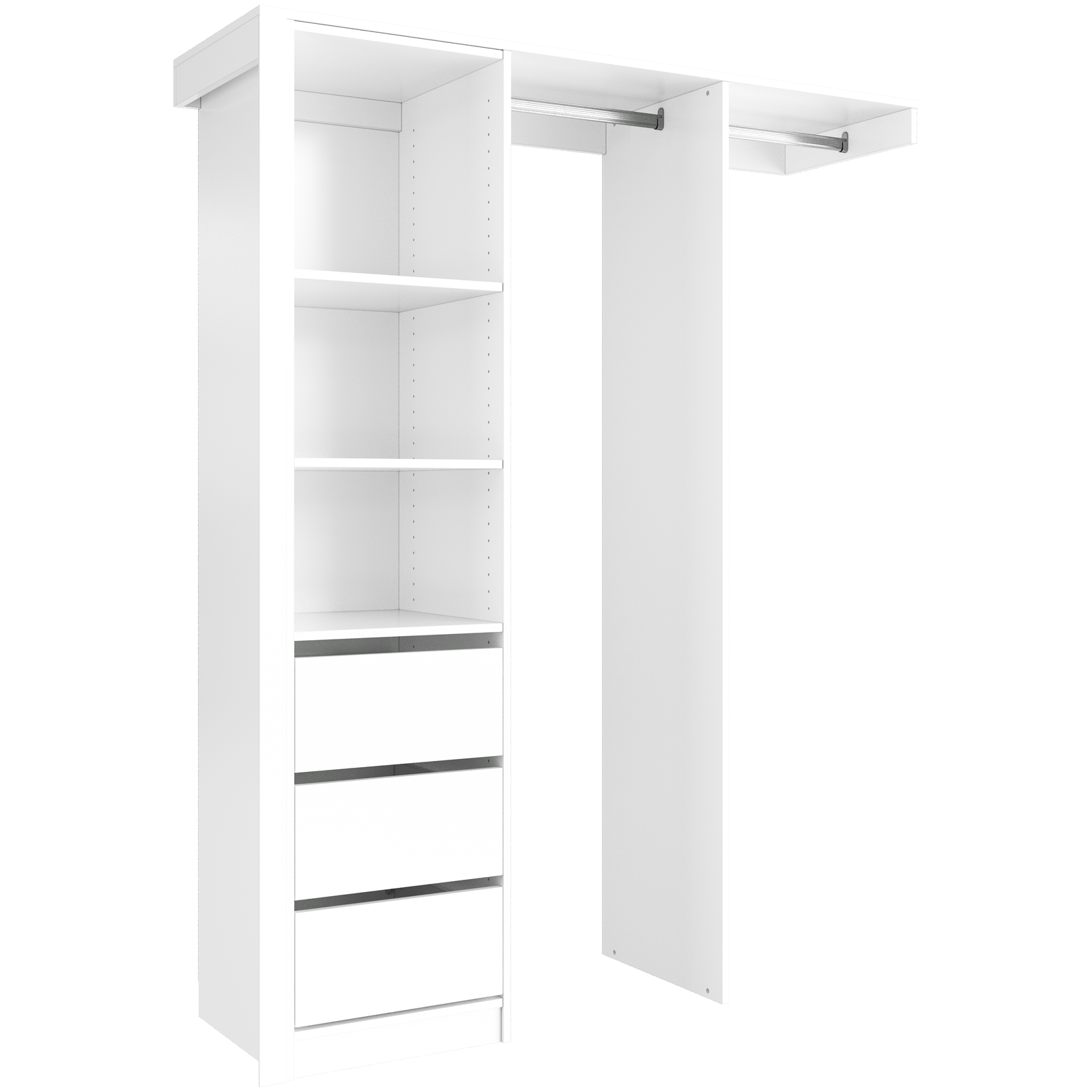 1500 - 1800mm White Package 2 Opening Built In Wardrobe Package - Lugna ...