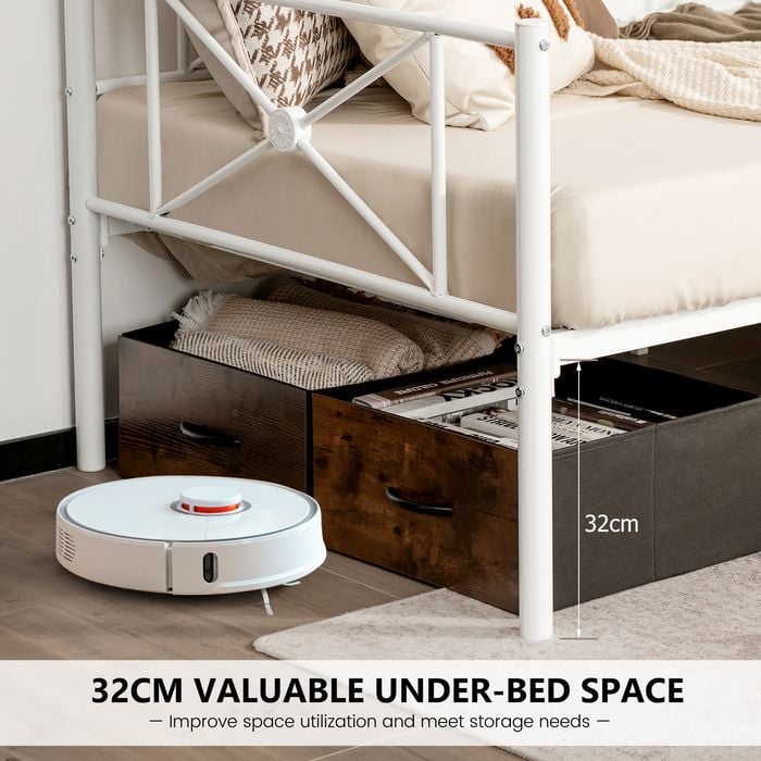 Costway Single Metal Daybed Frame Sofa Bed Steel Mattress Foundation ...