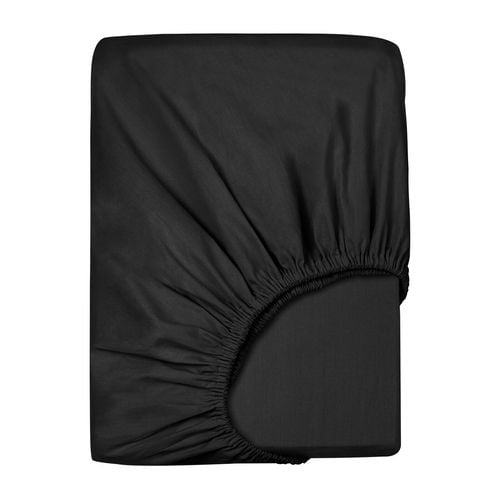 LINENOVA 100% Pure Cotton Deep Fitted Sheet Cover - Single, Black ...