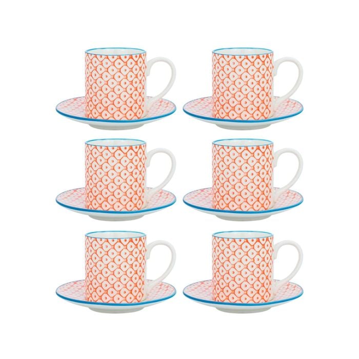 Nicola Spring Patterned Espresso Cup and Saucer Coffee Set - 65ml - Set ...