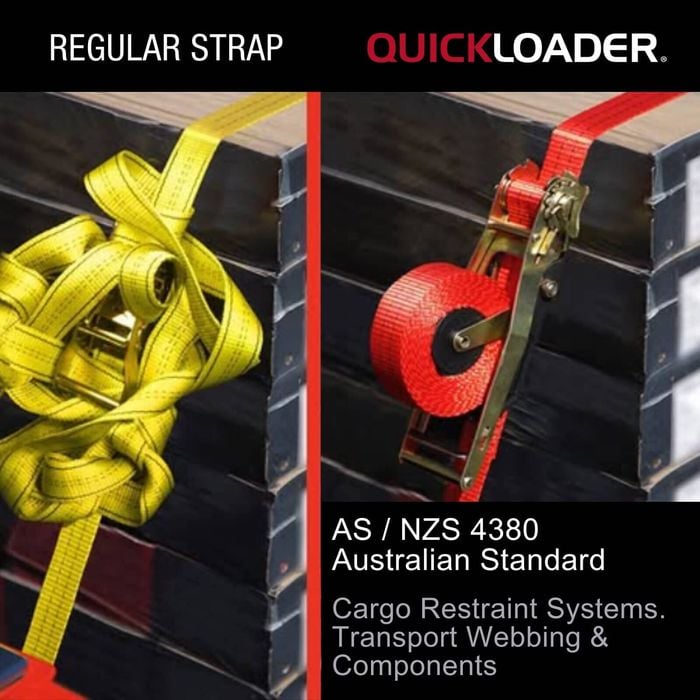 Quickloader 4.2m 25mm Retractable Ratchet Tie Down Strap 400kg - 2 Pack ...