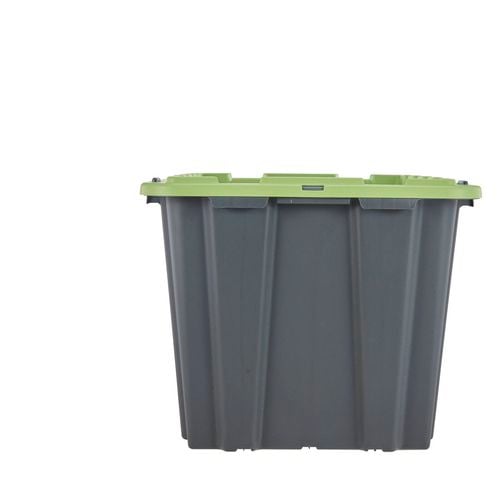 All Set 60L Grey And Green Heavy Duty Storage Container With Flat Lid ...