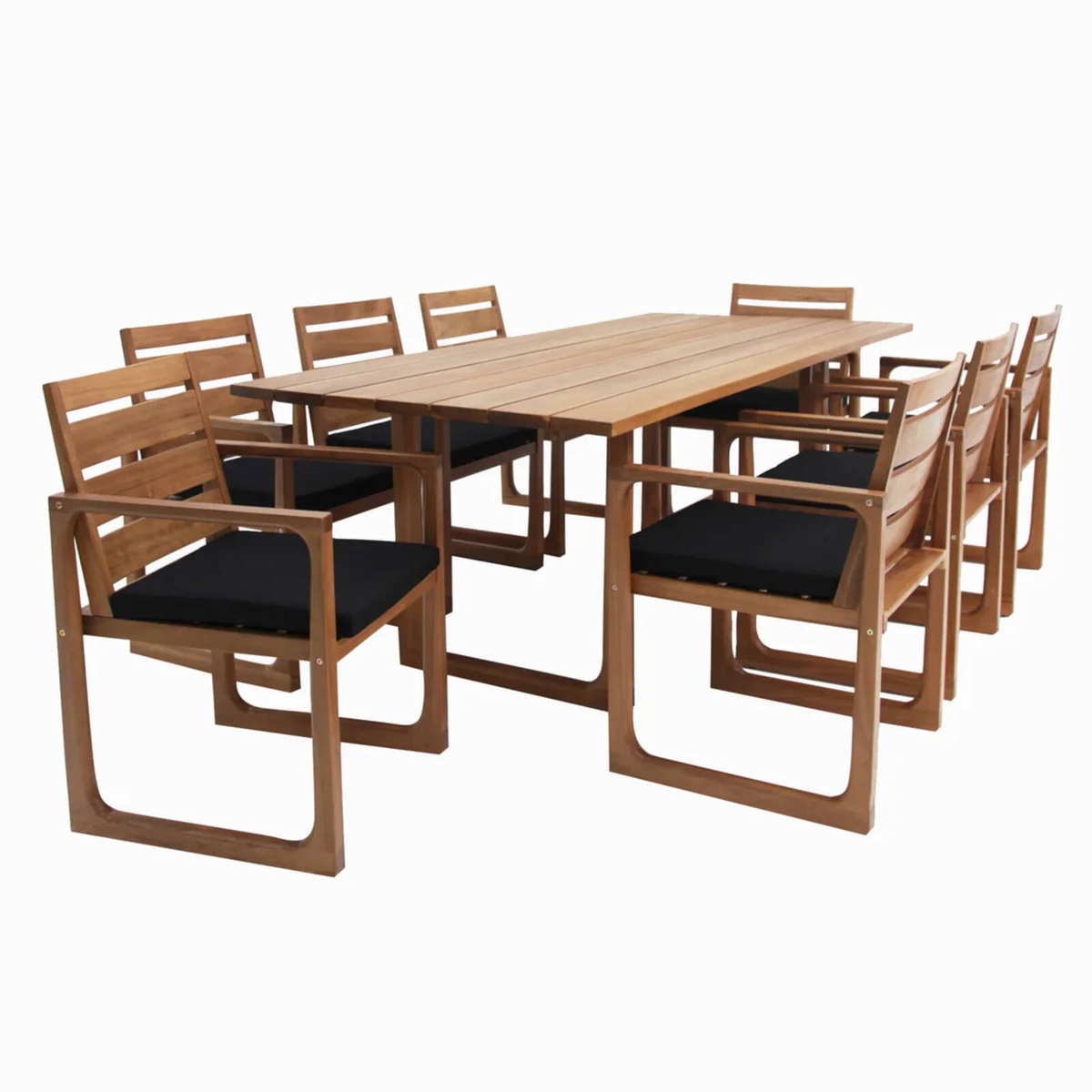 Qube 9pc Timber Dining Setting - Black - Bunnings Australia