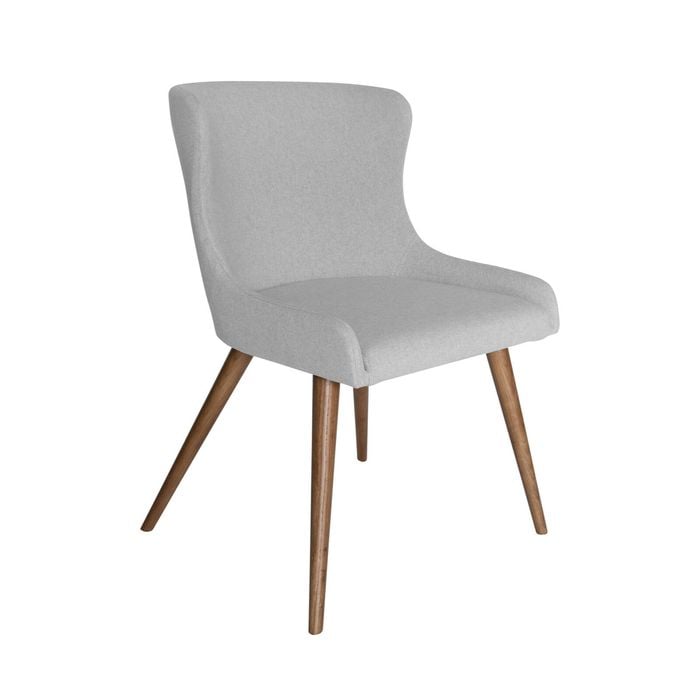 SKDL Osaka Dining Chair Light Grey Fabric Walnut Legs - Bunnings Australia