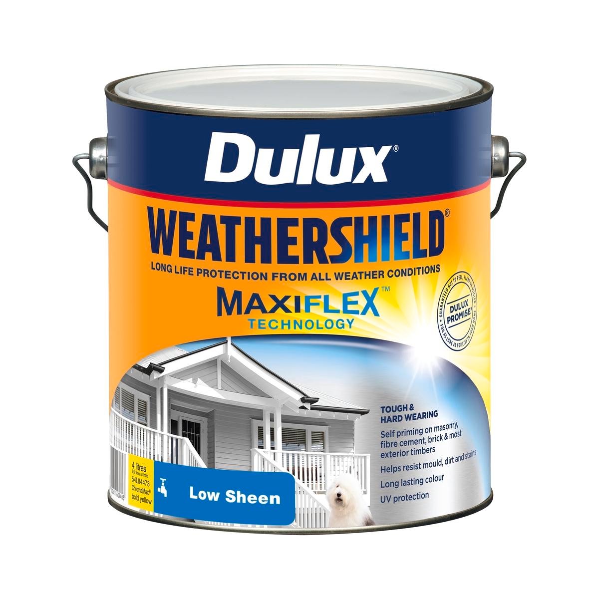 Dulux 4L Bold Yellow Low Sheen Weathershield Exterior Paint - 4L ...