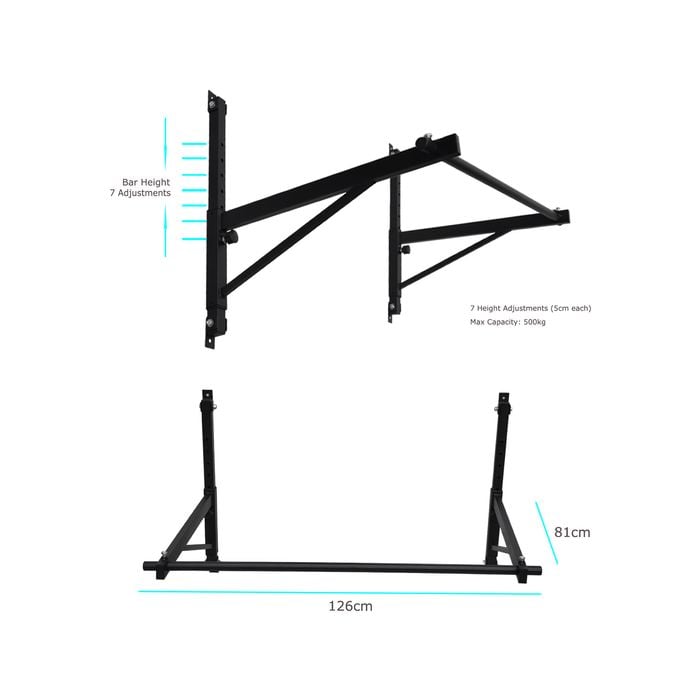 Wall Mounted Chin Up Bar - Pull Up Rack - 500kg Capacity - 7 Height ...