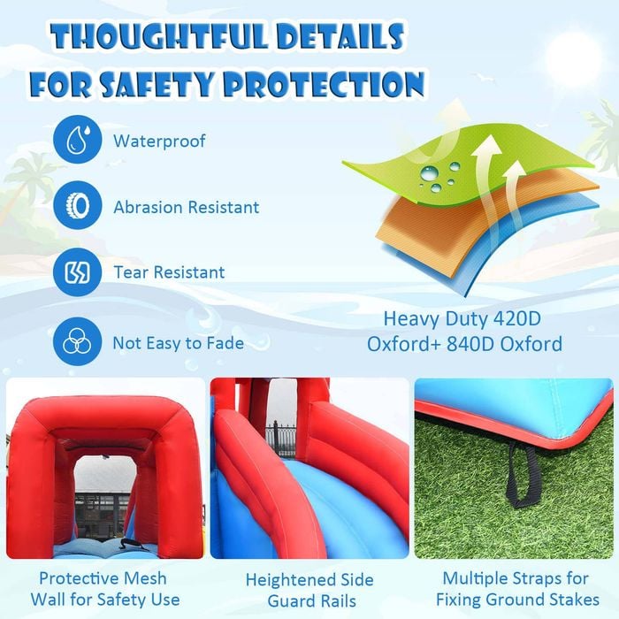 Costway Crab Inflatable Water Park Bounce House Splash Pool w/750W ...