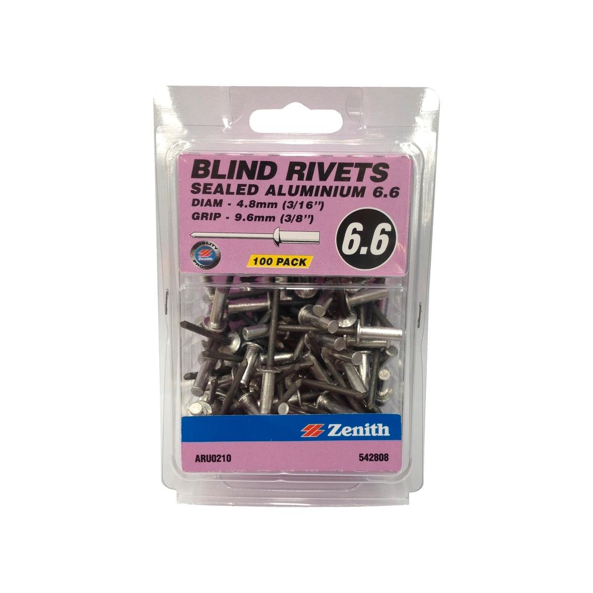 Zenith Blind Rivet Sealed Alum 3/16"D x 3/8"G 100pk - Bunnings New Zealand