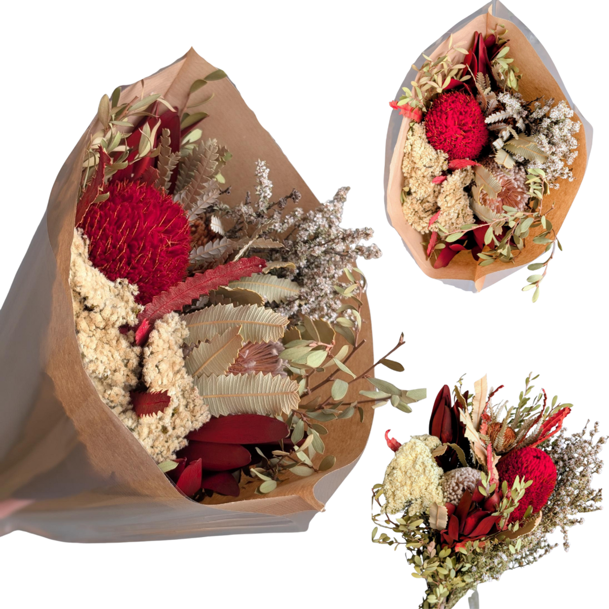 Blooms of Joy 45cm Red Australian Native Dried Flower Bouquet ...