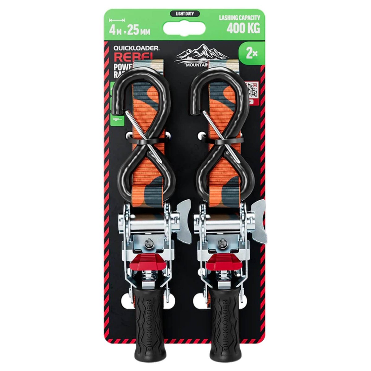 Quickloader Rebel Ratchet Strap 25mm 4m 400kg - 2 Pack - Bunnings New ...