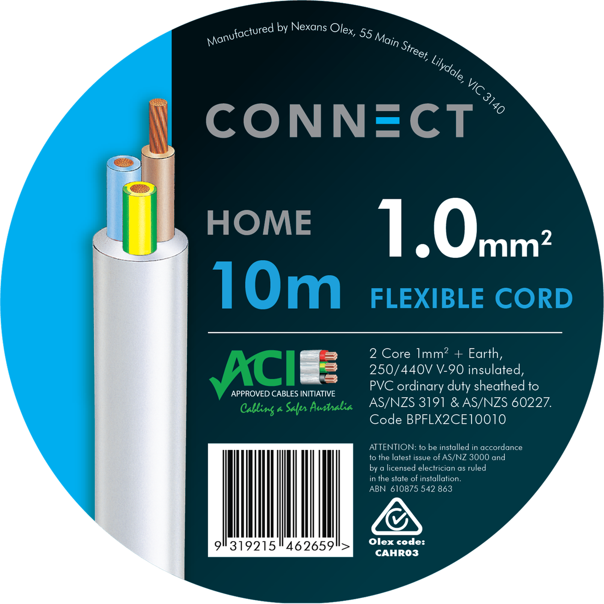 Cable Elec Flex 3core Connect 1mmx10m Bpflx2ce10010 - Bunnings Australia