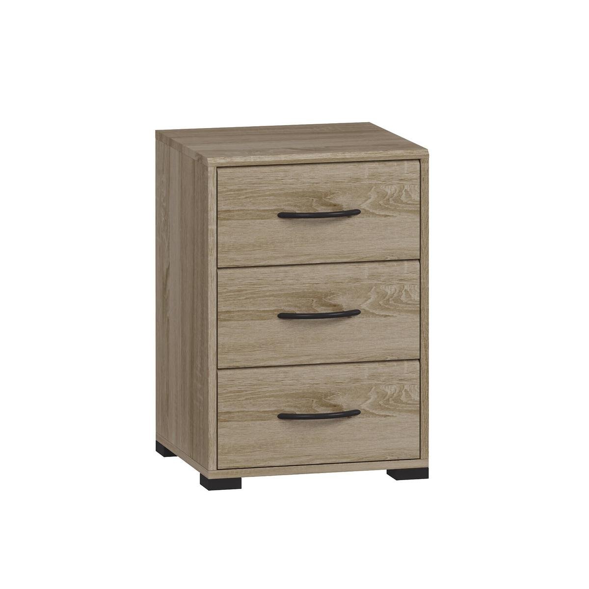 Practa Bedside Table Bundle - 3 Drawers - Oak - Bunnings Australia