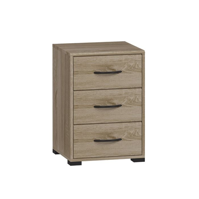 Practa Bedside Table Bundle - 3 Drawers - Oak - Bunnings Australia