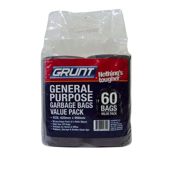 Grunt 56L 620 x 900mm General Purpose Rubbish Bags - 60 Pack - Bunnings ...