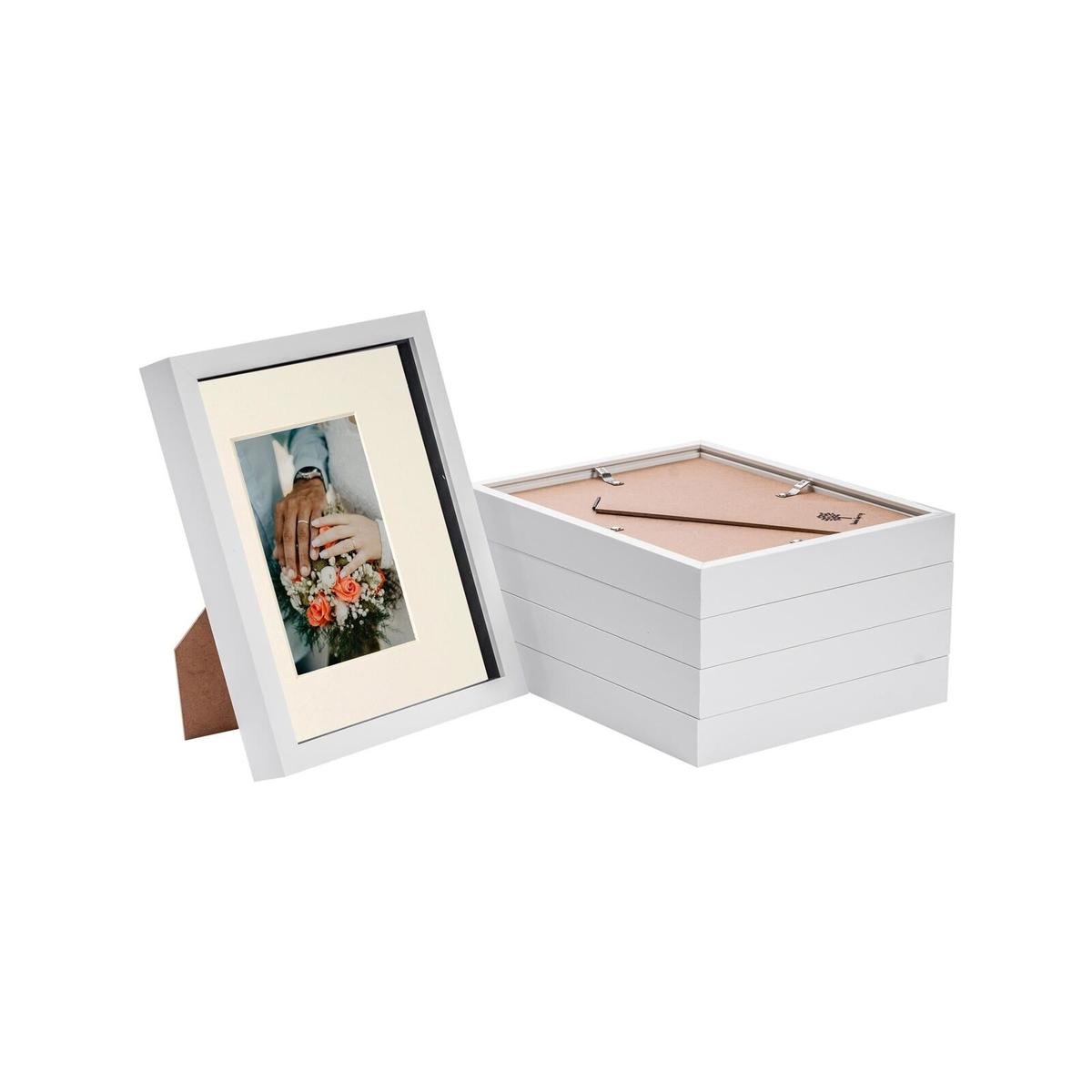 Nicola Spring 8" x 10" White 3D Box Photo Frames - 4" x 6" Mount - Pack ...