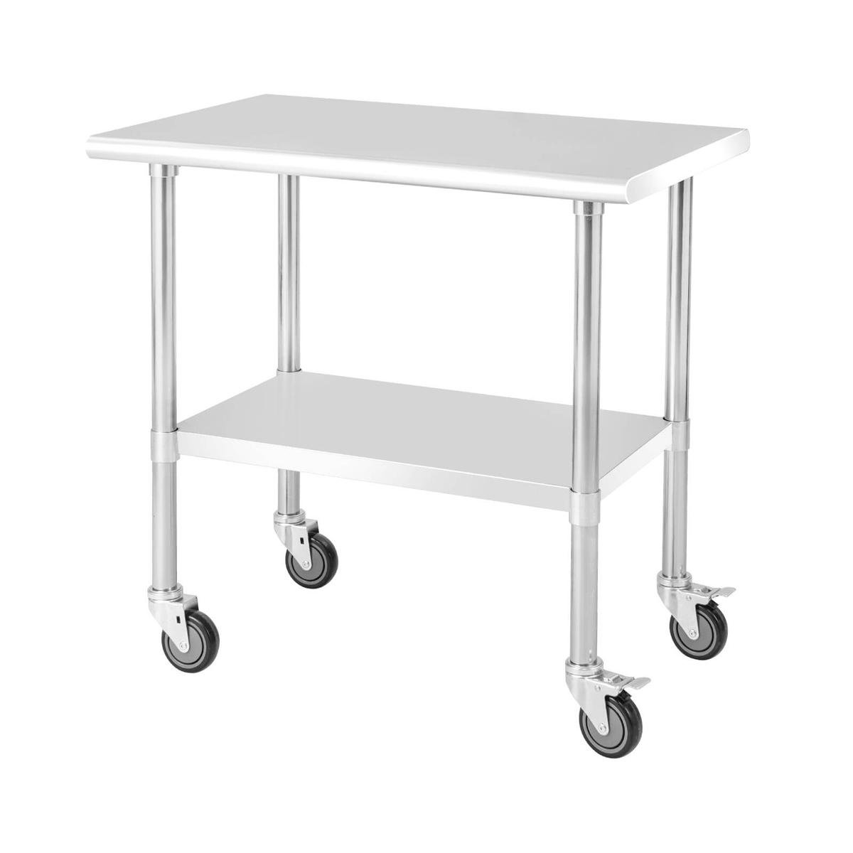 Costway Mobile Food Prep Table Kitchen Work Bench 91.5x61CM - Bunnings ...