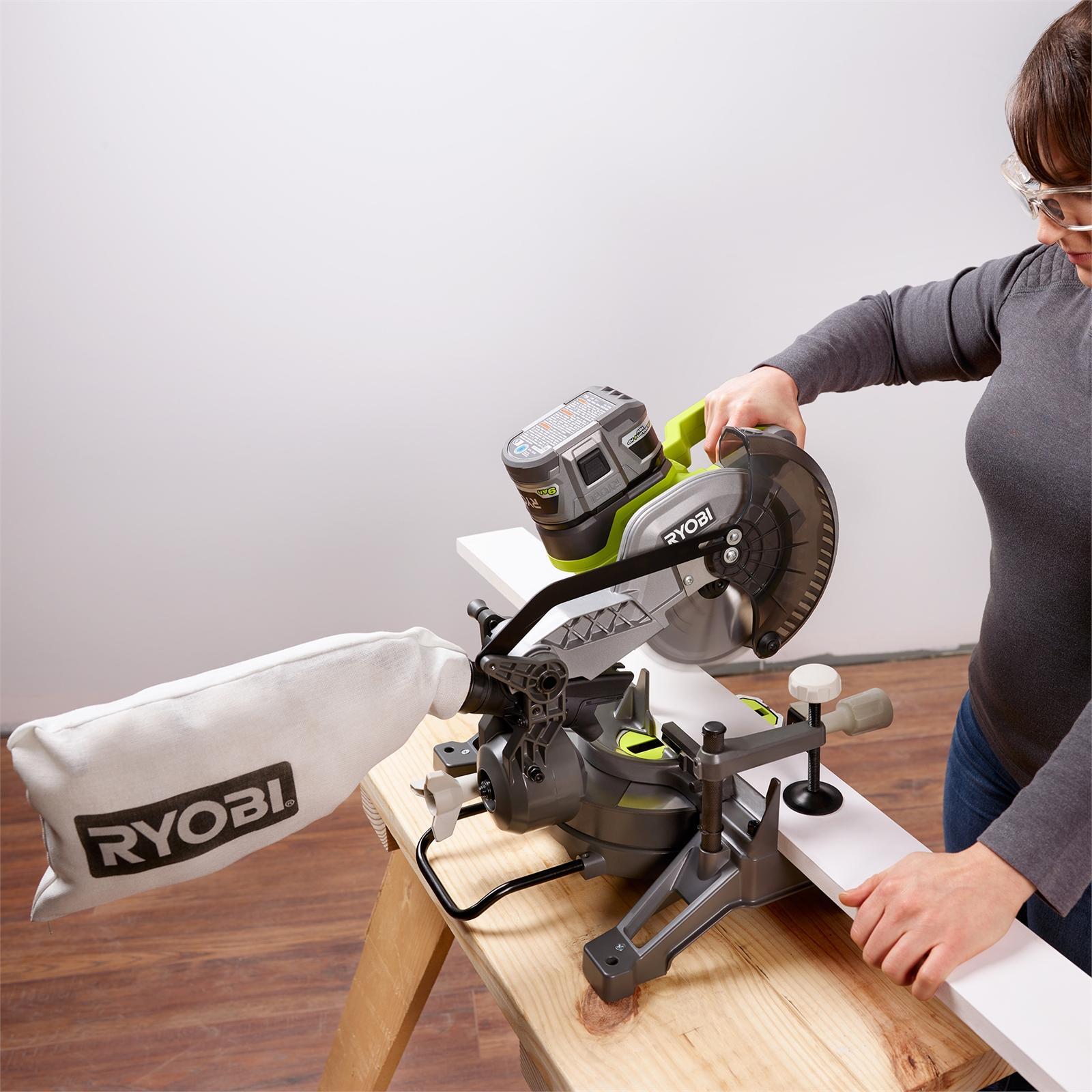 Ryobi 18v one+ 216mm sliding mitre saw store