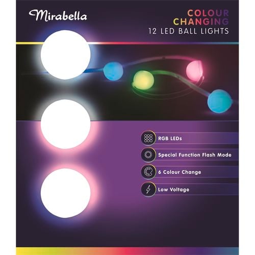 Mirabella RGB Low Voltage 12 Ball String Light - Bunnings Australia