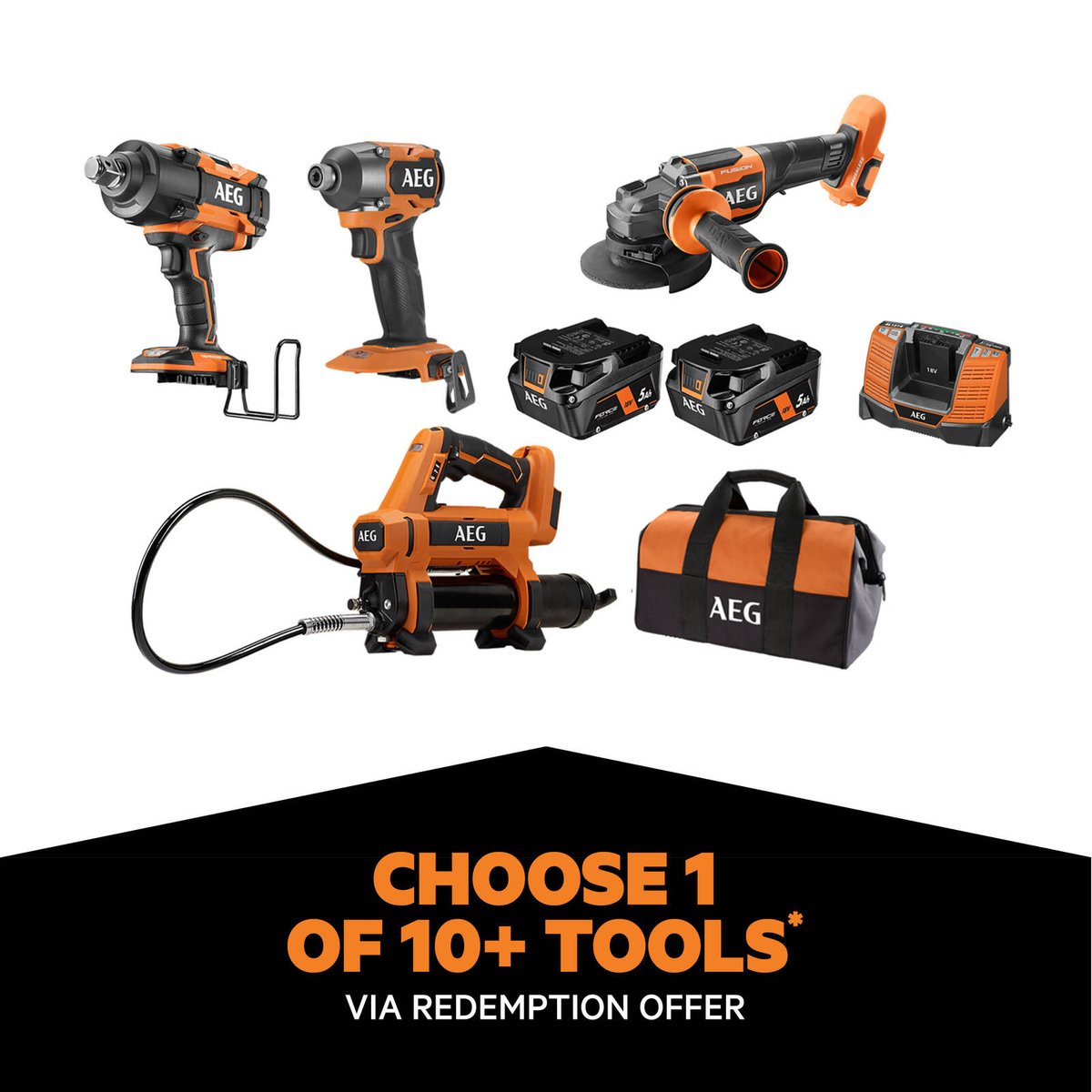 AEG 18V 5.0Ah 4 Piece FUSION Brushless Heavy Machinery Kit - Bunnings ...