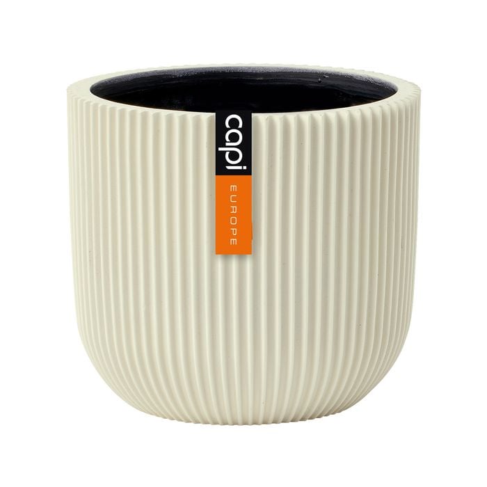 Capi 14 x 13cm Beige Groove Indoor Plant Pot - 142mm - Bunnings Australia