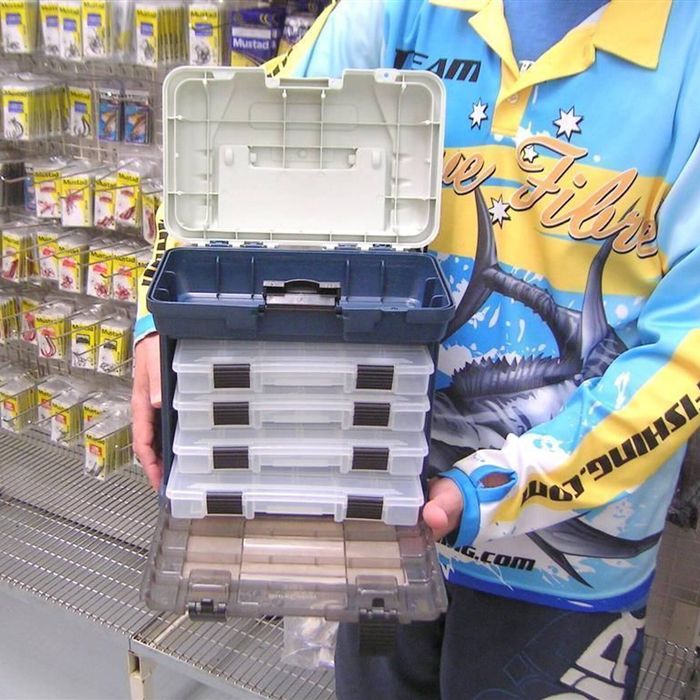 Surecatch 4 Tray Heavy Duty Fishing Tackle Box for Terminal Tackle Blue ...