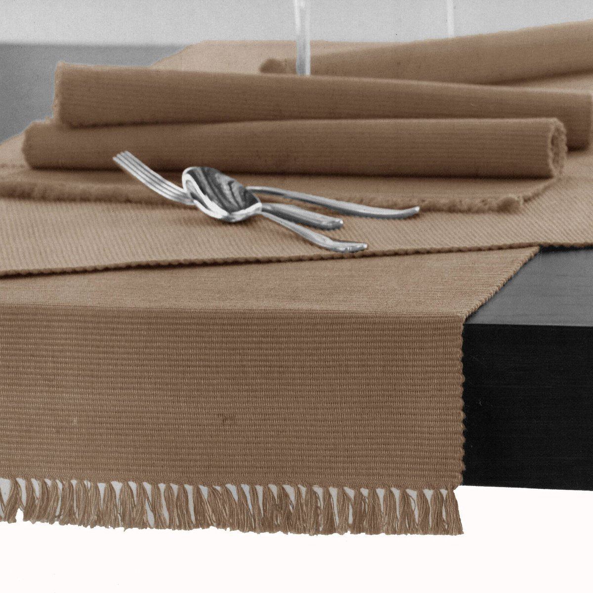Hoydu Cotton Ribbed Table Runner 45cm x 150cm - Sand - Bunnings Australia